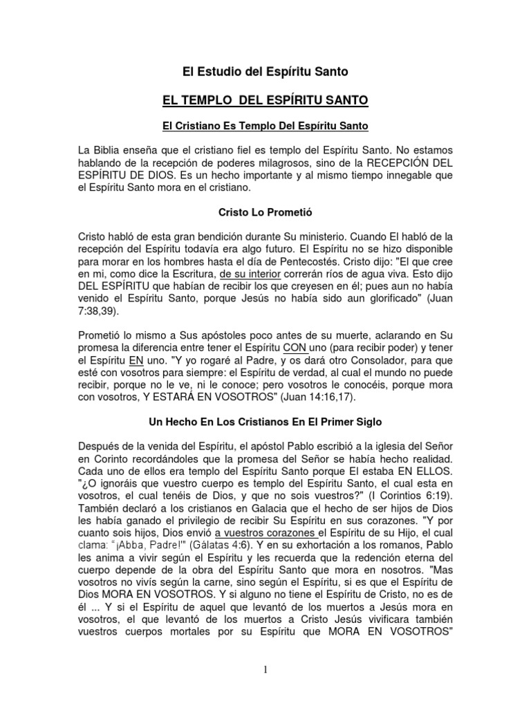 ES 8 El Templo Del Esp Ritu Santo | PDF | espíritu Santo | Cristo (título)