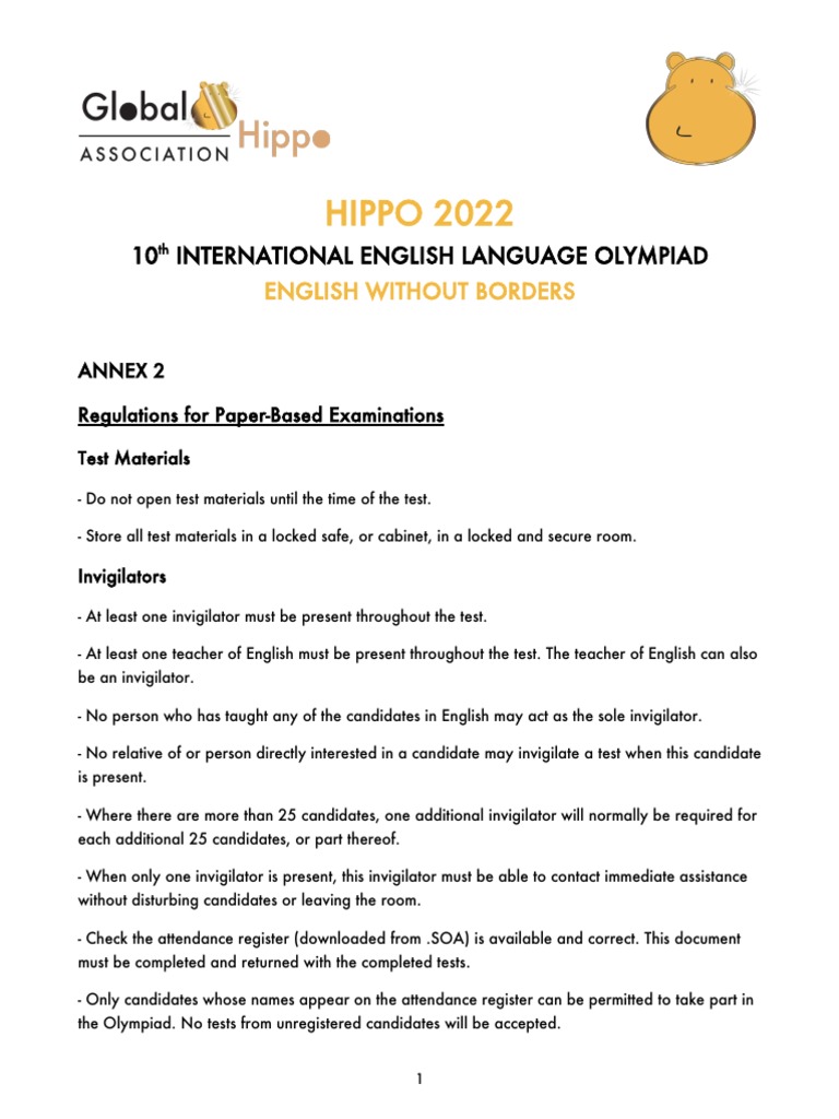Hippo English Olympiad Regulations 2022 | PDF