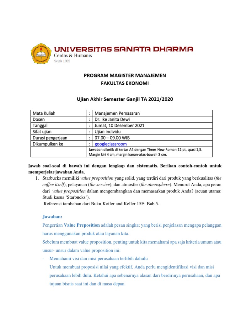 Walu - UAS Manajemen Pemasaran - 10 Des 2021 | PDF