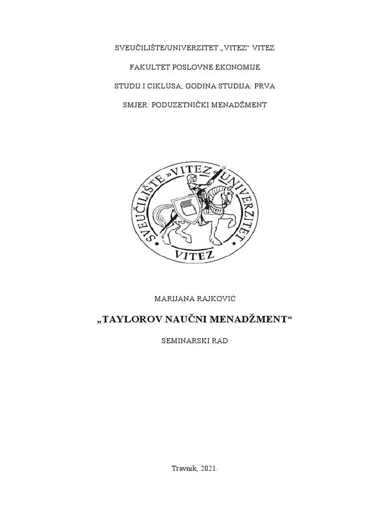Taylorov Naučni Menadžment | PDF