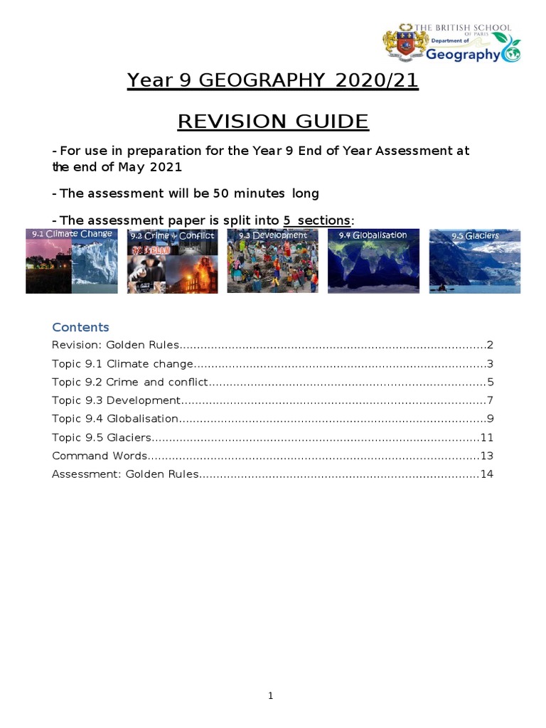 Year 9 Revision Guide 2020-21 2 | PDF | Valley | Glacier