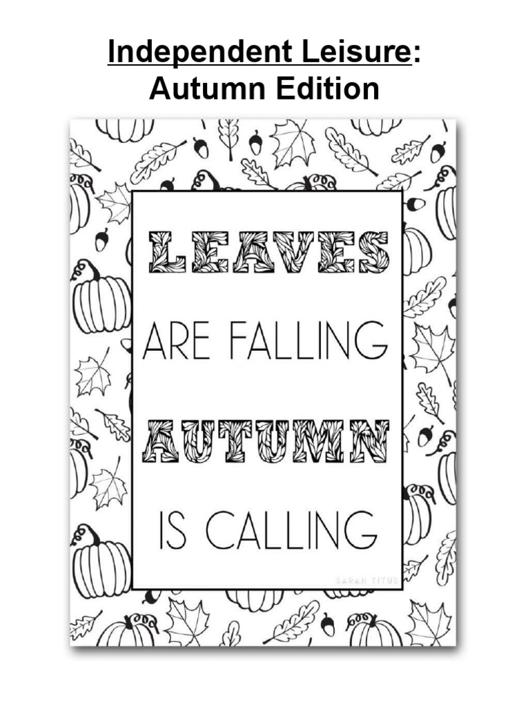 Fall Independent Leisure Packet | PDF
