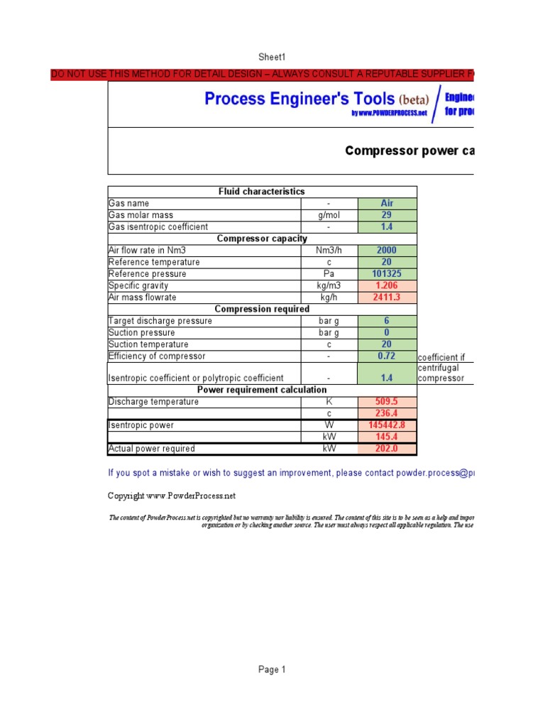Compressor Power Calculator | PDF | Atmosphere | Gases
