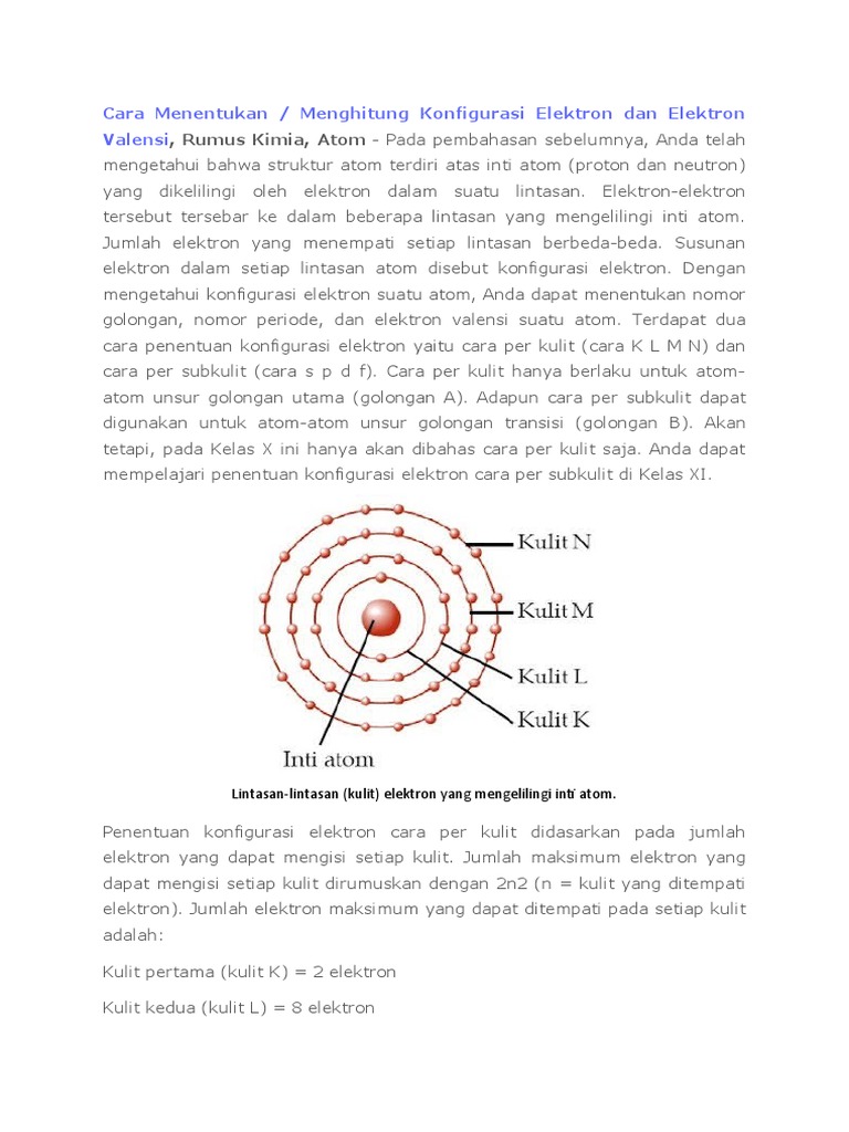 Cara Menentukan Menghitung Konfigurasi Elektron Dan Elektron Valensi | PDF