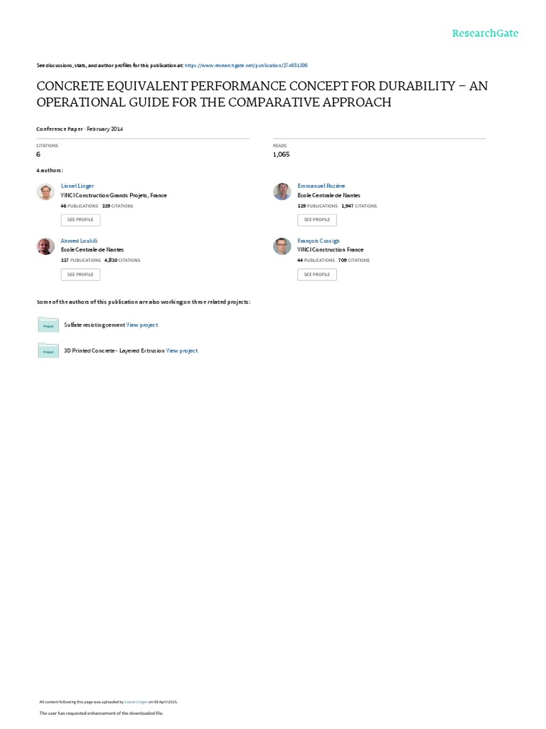 Concrete Equivalent Performance Concept For Durability - An Operational ...