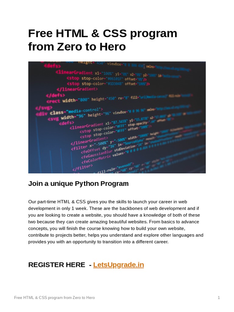 Free HTML CSS Program From Zero To Hero 1 90e5e8c905 | PDF | Html ...