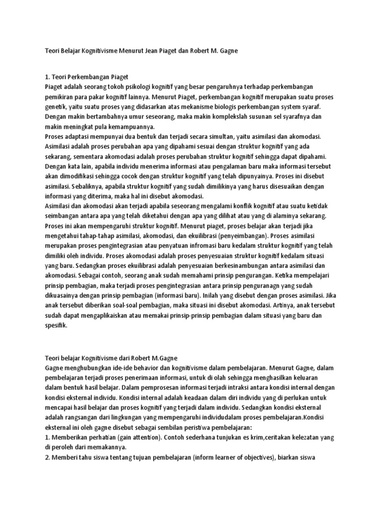 Teori Belajar Kognitivisme | PDF