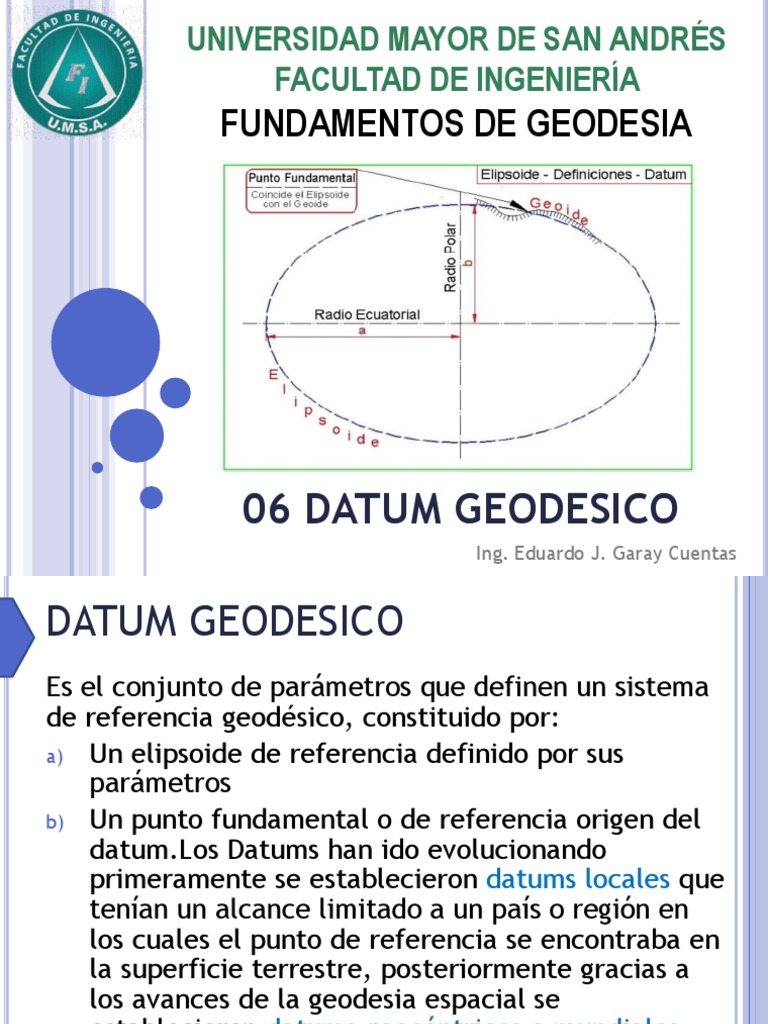 Datum Geodésico: Tipos y Aplicaciones | PDF | Geodesia | Geometría