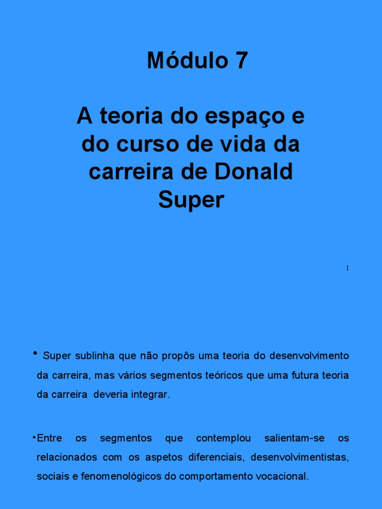 A Teoria de Donald Super | PDF | Vida | Adolescência