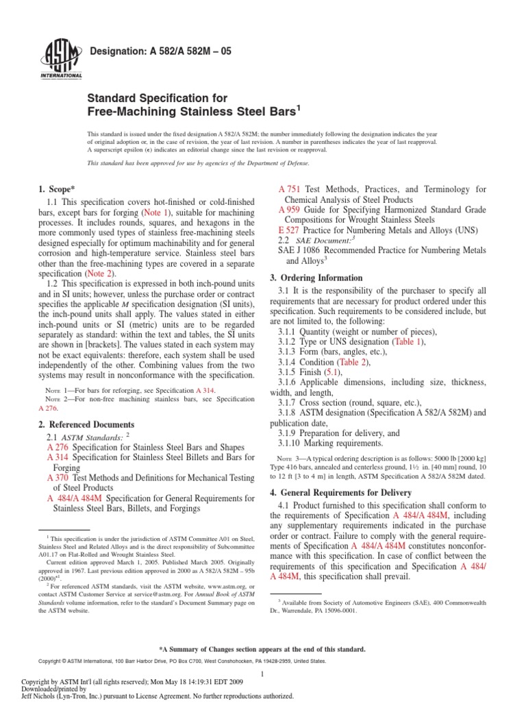 Astm A 582 Standard | PDF | Specification (Technical Standard ...