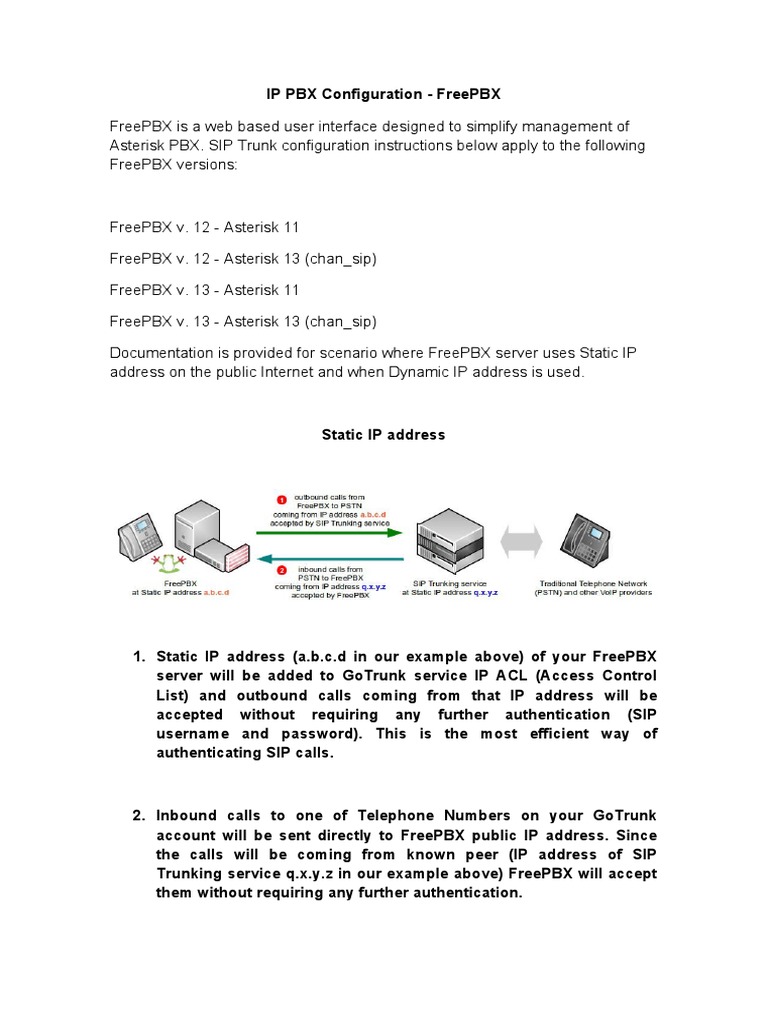 IP PBX Configuration | PDF | Session Initiation Protocol | Ip Address