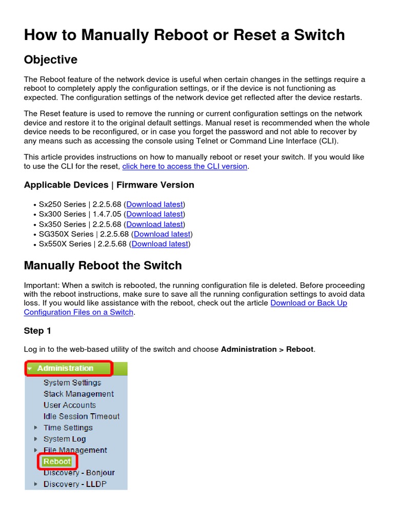 Smb985 How To Manually Reboot or Reset A Switch | PDF | Booting | Command Line Interface