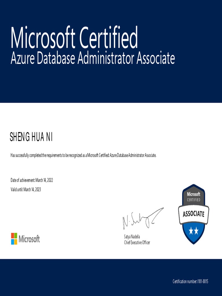 Microsoft Certified Azure Database Administrator | PDF