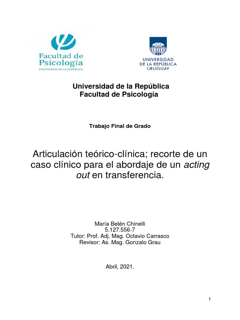 TFG Maria Belen Chinelli | PDF | Jacques Lacan | Psicoanálisis