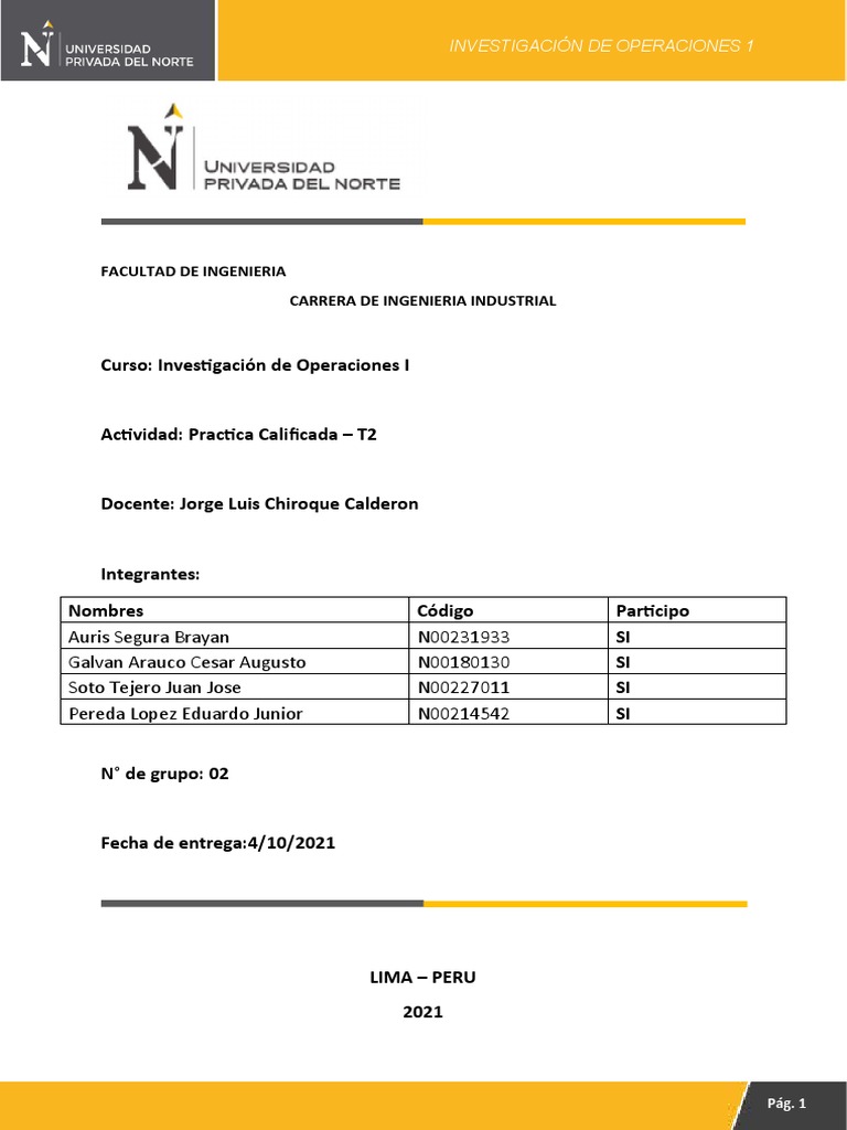 T2 - INVOPE - Auris Segura Brayan | PDF | La investigación de operaciones | Ciencia de sistemas