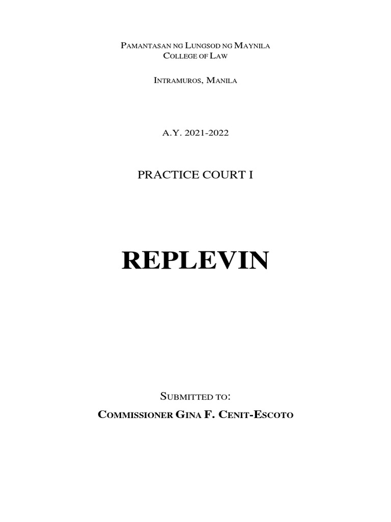 Activity 9 Replevin | PDF