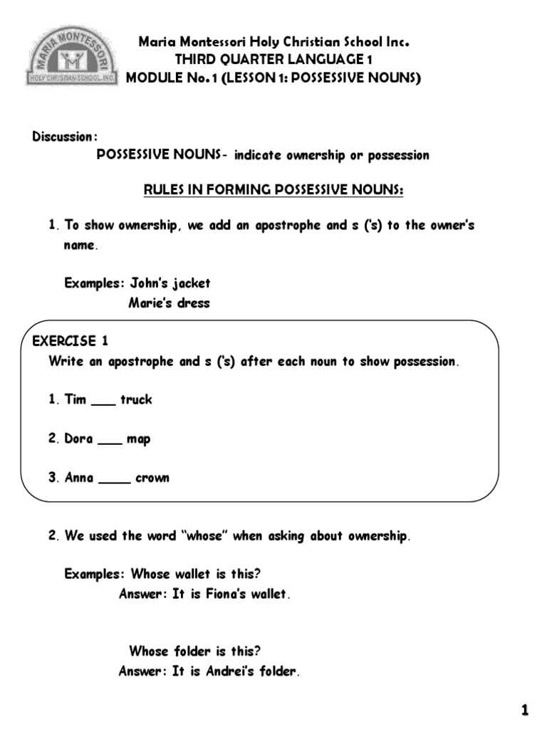 ENGLISH 3rd Quarter Modules 1 | PDF | Noun | Pronoun