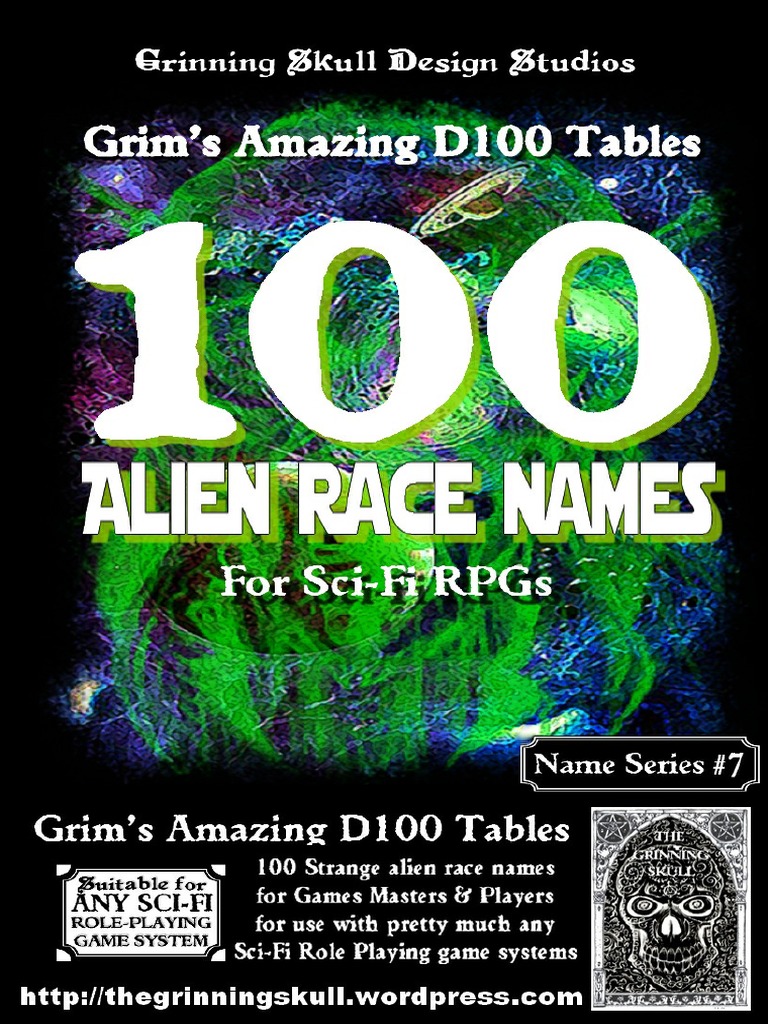 Grim's Amazing D100 Tables - 100 Alien Race Names For All Sci-Fi RPGs | PDF
