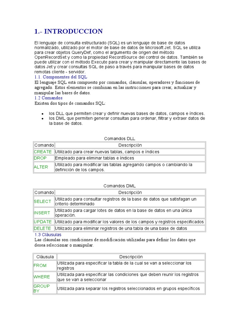 Manual SQL | PDF | SQL | Gestión de tecnología de la información