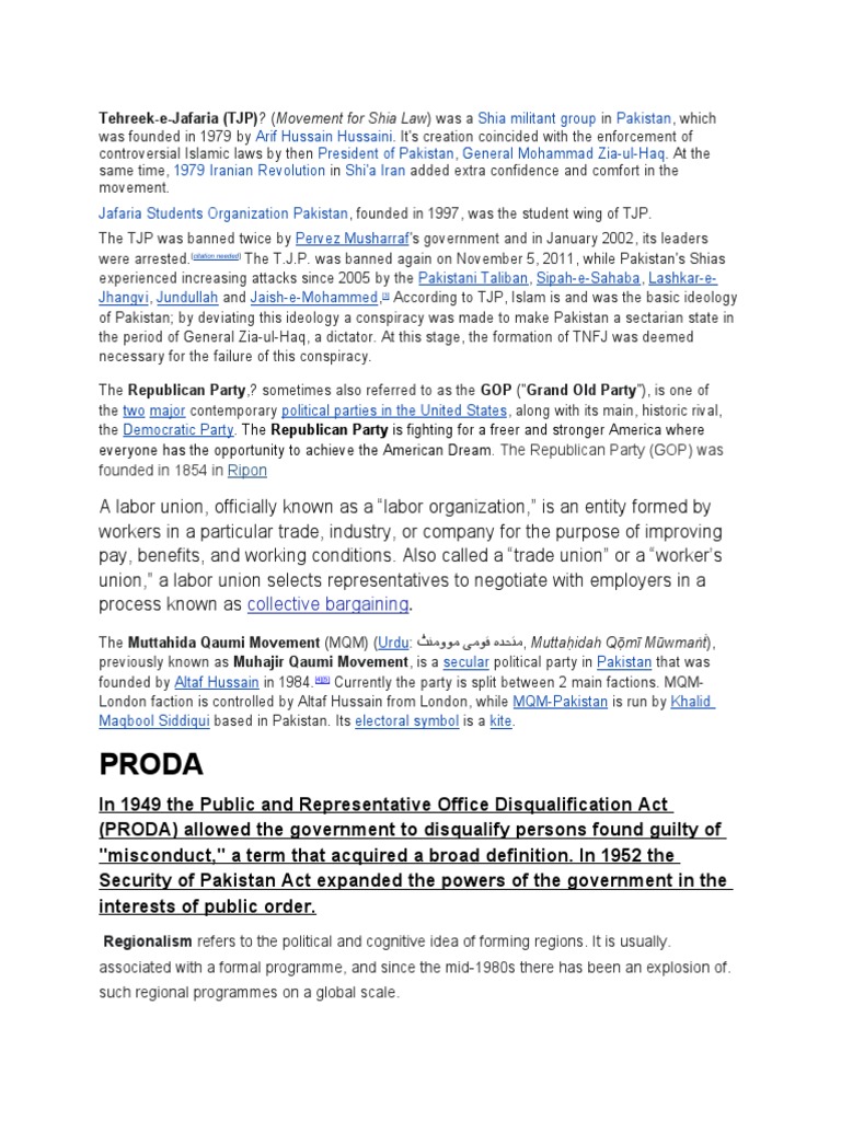 Proda: Tehreek-e-Jafaria (TJP) ? (Movement For Shia Law) Was A | PDF ...