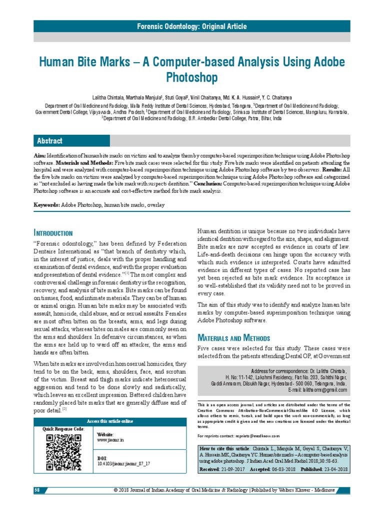2018 Human Bite Marks A Computer Based Analysis Using Adobe | PDF ...