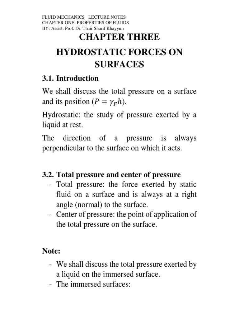 Fluid Chapter 3 | PDF | Pressure | Physical Quantities