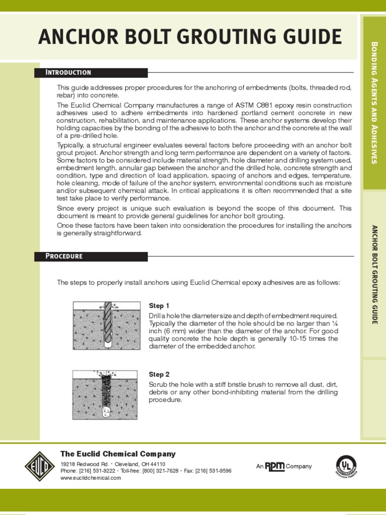 Anchor Bolt Grouting Guide | PDF | Screw | Adhesive