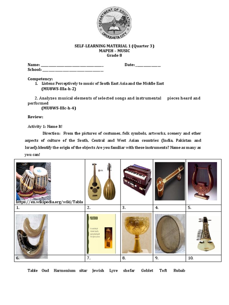 MAPEH 8 Q3 Episode 1 SLM | PDF | Vedas | Performing Arts