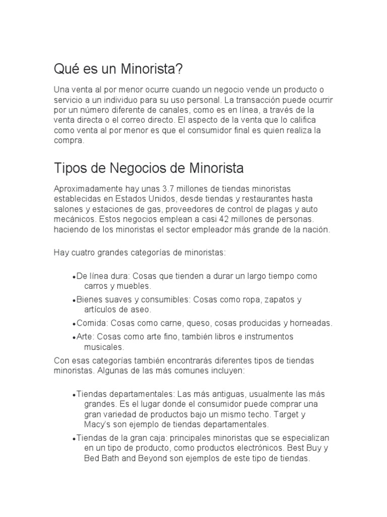 Qué Es Un Minorista | PDF | Al por menor | Las compras en línea