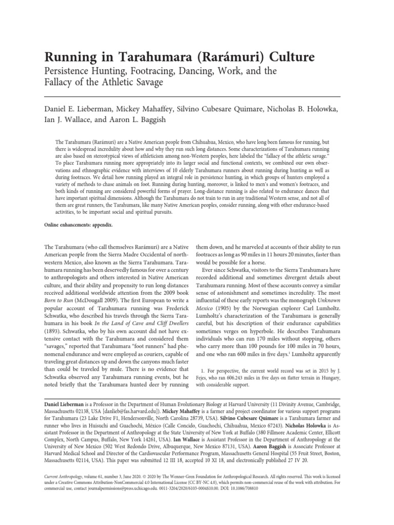 Running in Tarahumara (Rarámuri) Culture | PDF | Hunting | Long ...