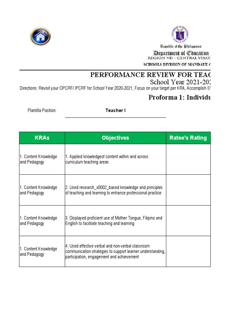 IPCRF-PPST-RPMS-FOR-TEACHER 1-3_2021-2022 v3.0 | PDF