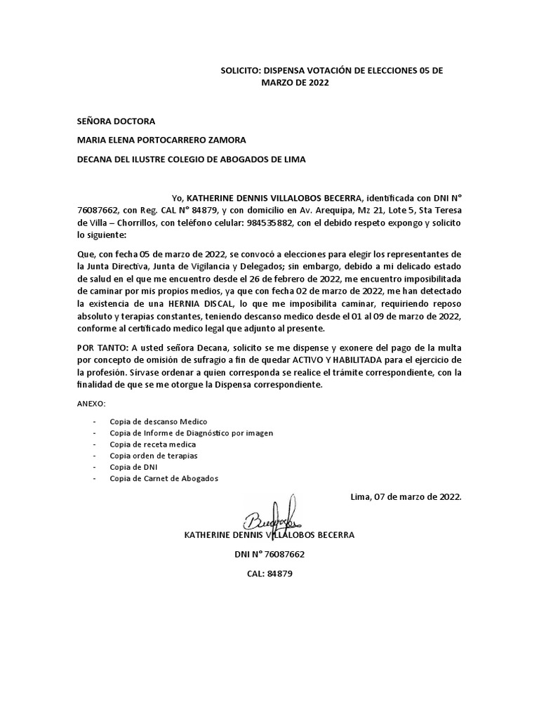 Solicitud Dispensa | PDF