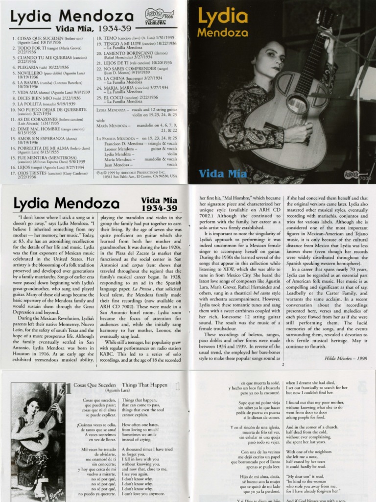 Lydia Mendoza - Folkways 1934-1939 | PDF | Performing Arts