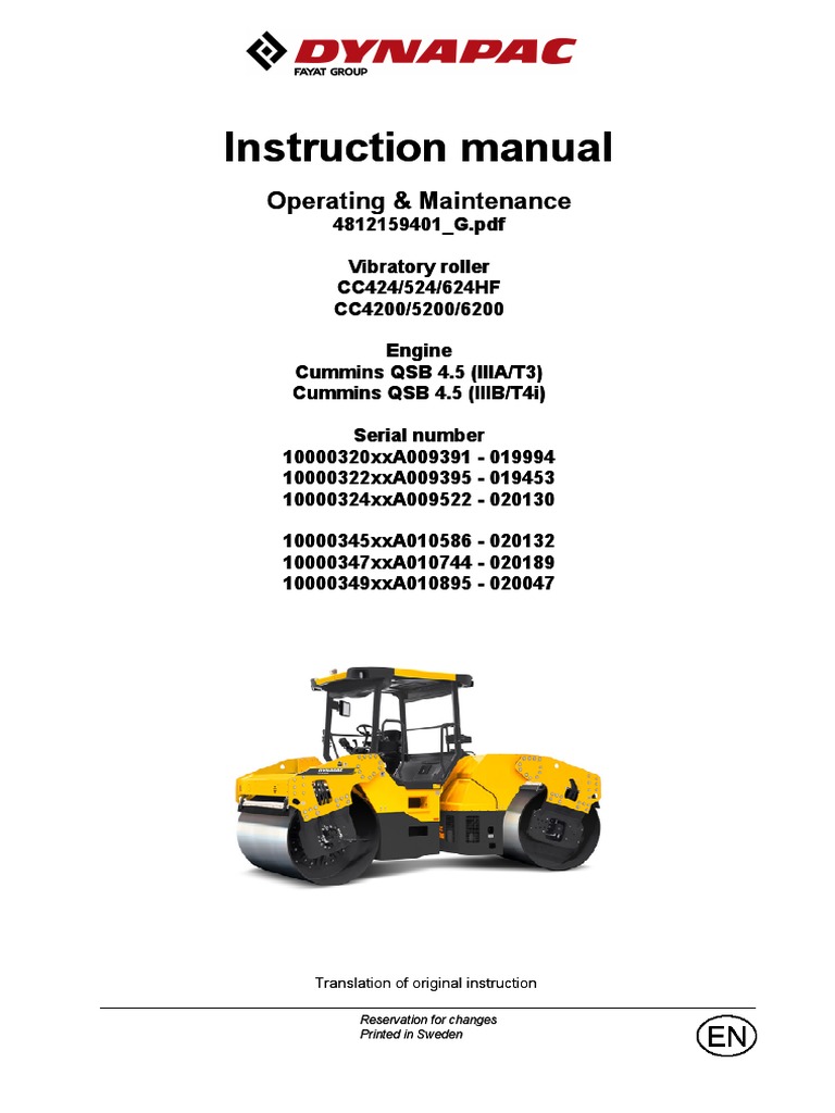 Manual de Operação Dynapac CC4200 | PDF