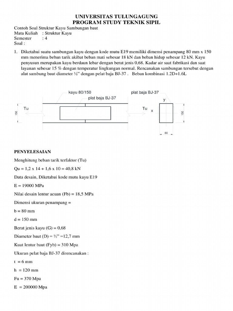 Contoh Soal Sambungan Baut | PDF