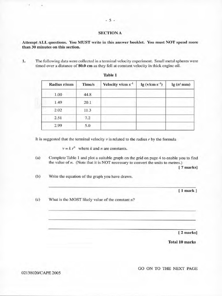 CAPE® Physics Past Papers Unit 1 | PDF | Velocity | Acceleration