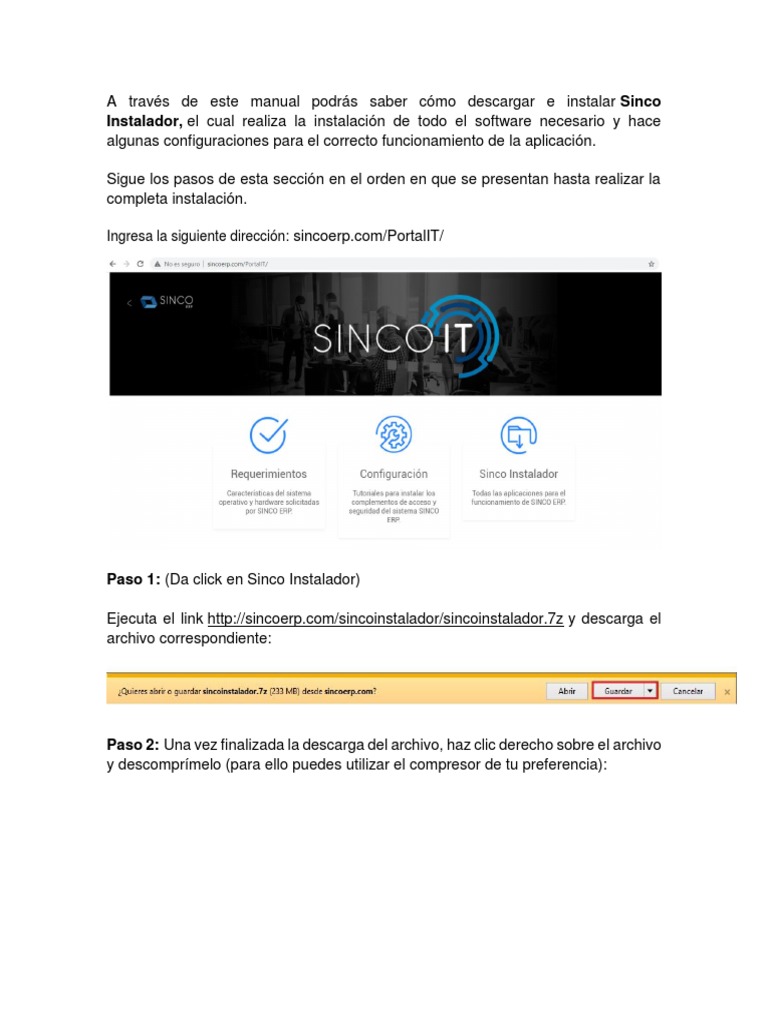 Instructivo Instalador Sinco | PDF