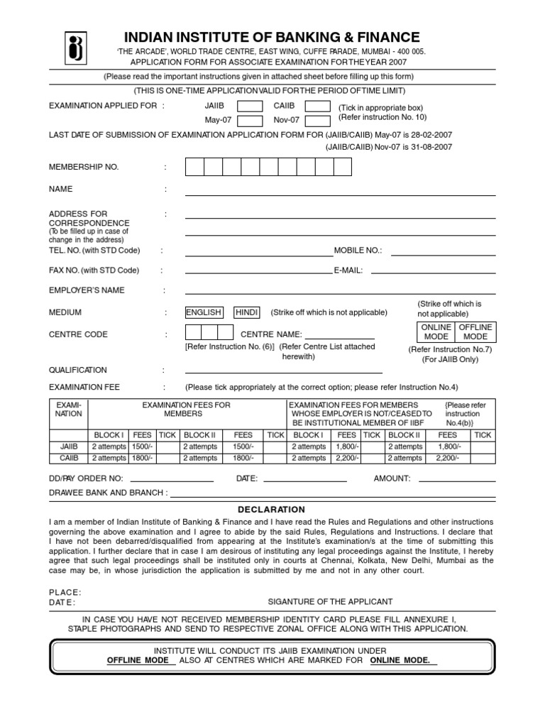 Jaiib Caiib Application | Identity Document | Banks