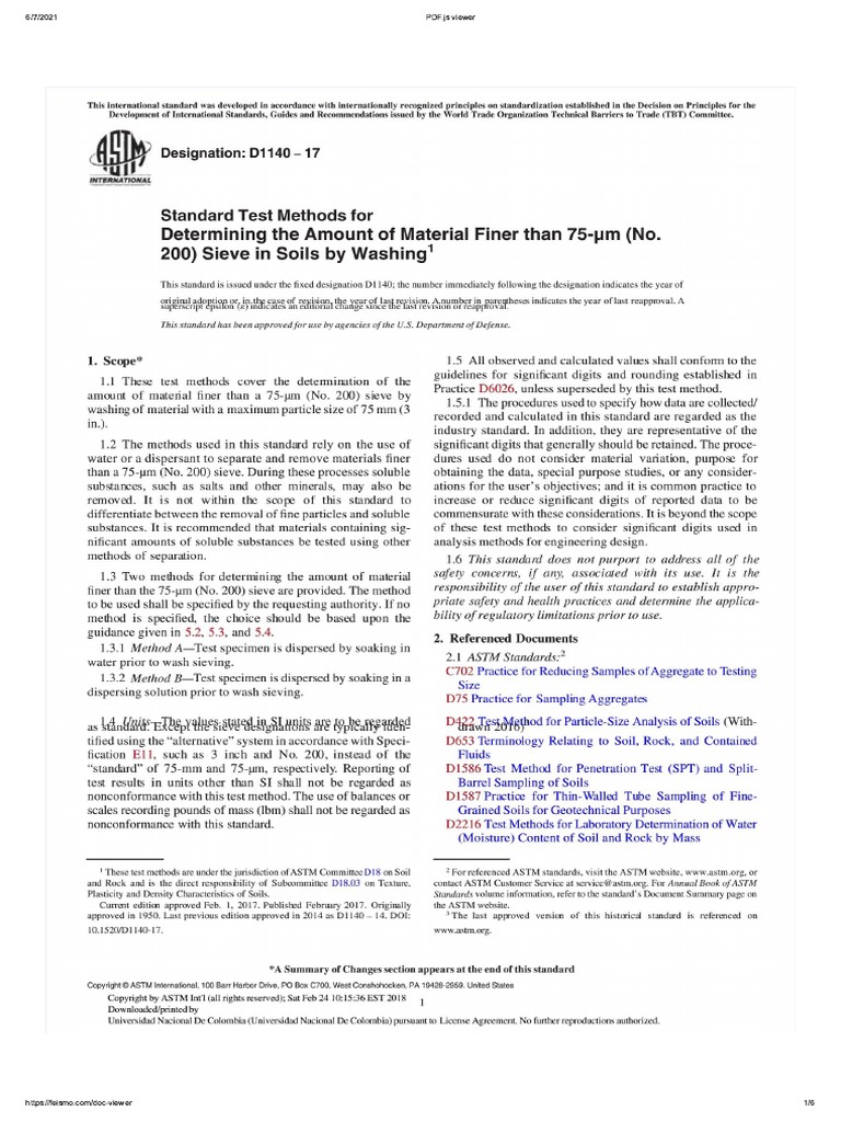 Astm D1140-17 | PDF