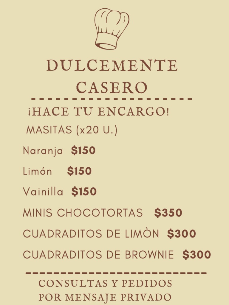 Menu Dulce | PDF | Cocina, comidas y vino