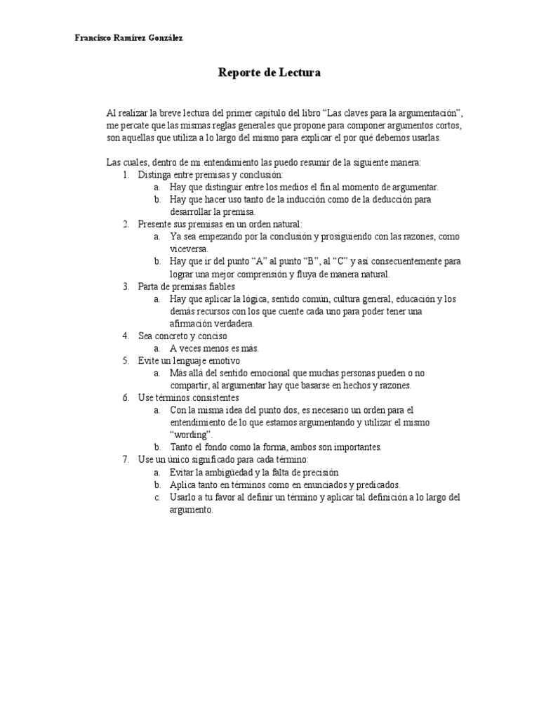 Claves de Argumentación - Capitulo 1 - Reporte | PDF