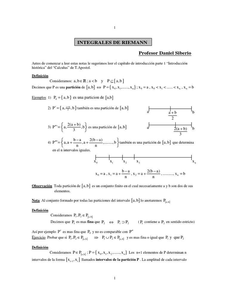 Integrales de Riemann Siberio | PDF | Intervalo (Matemáticas) | Integral