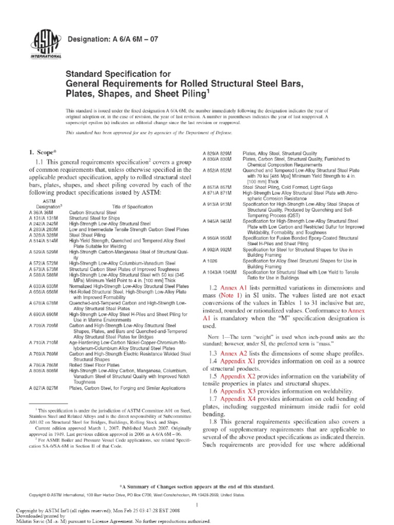 Norma Astm A6 | PDF