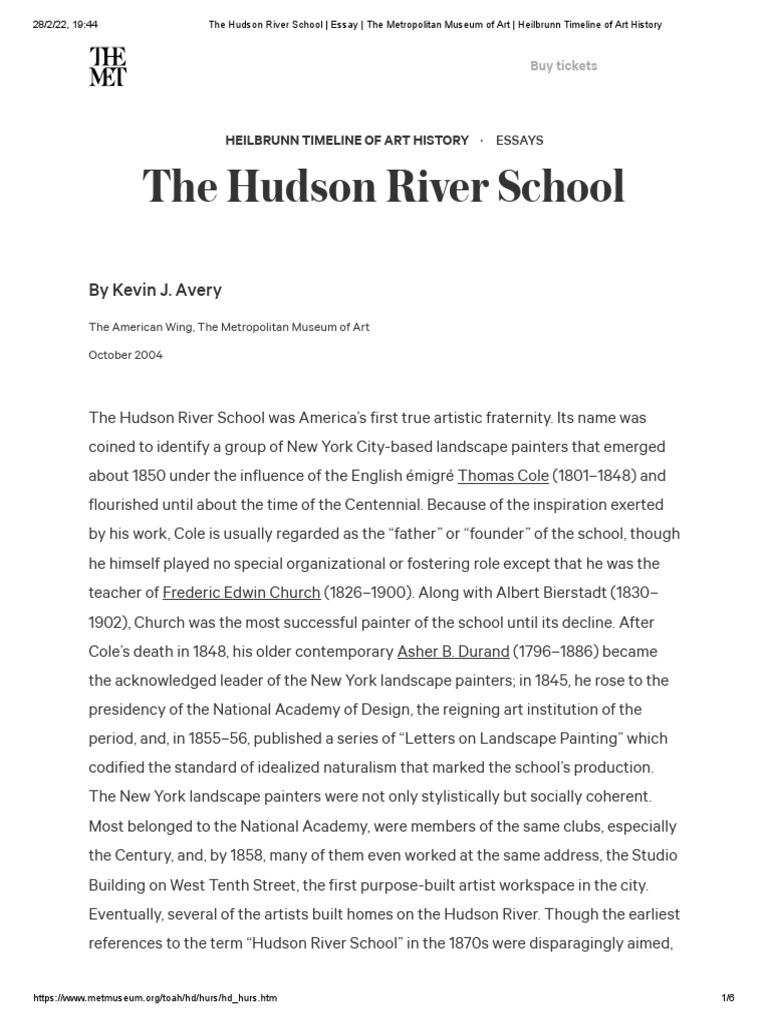 The Hudson River School - Essay - The Metropolitan Museum of Art ...