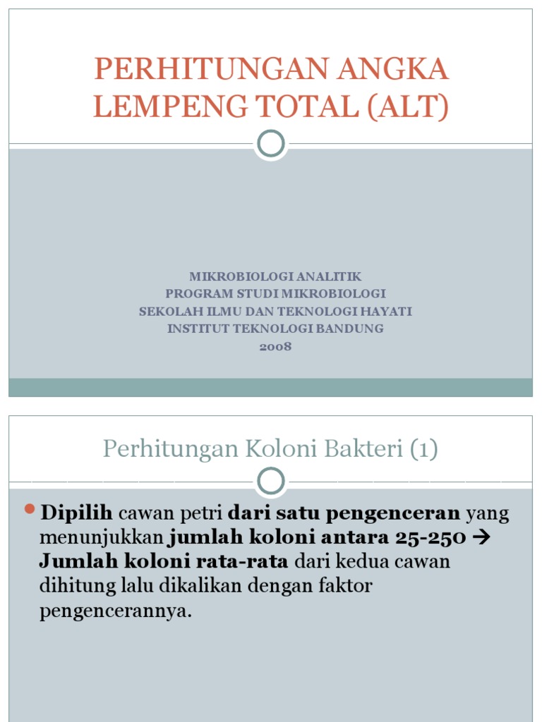 Perhitungan Angka Lempeng Total (Alt) | PDF