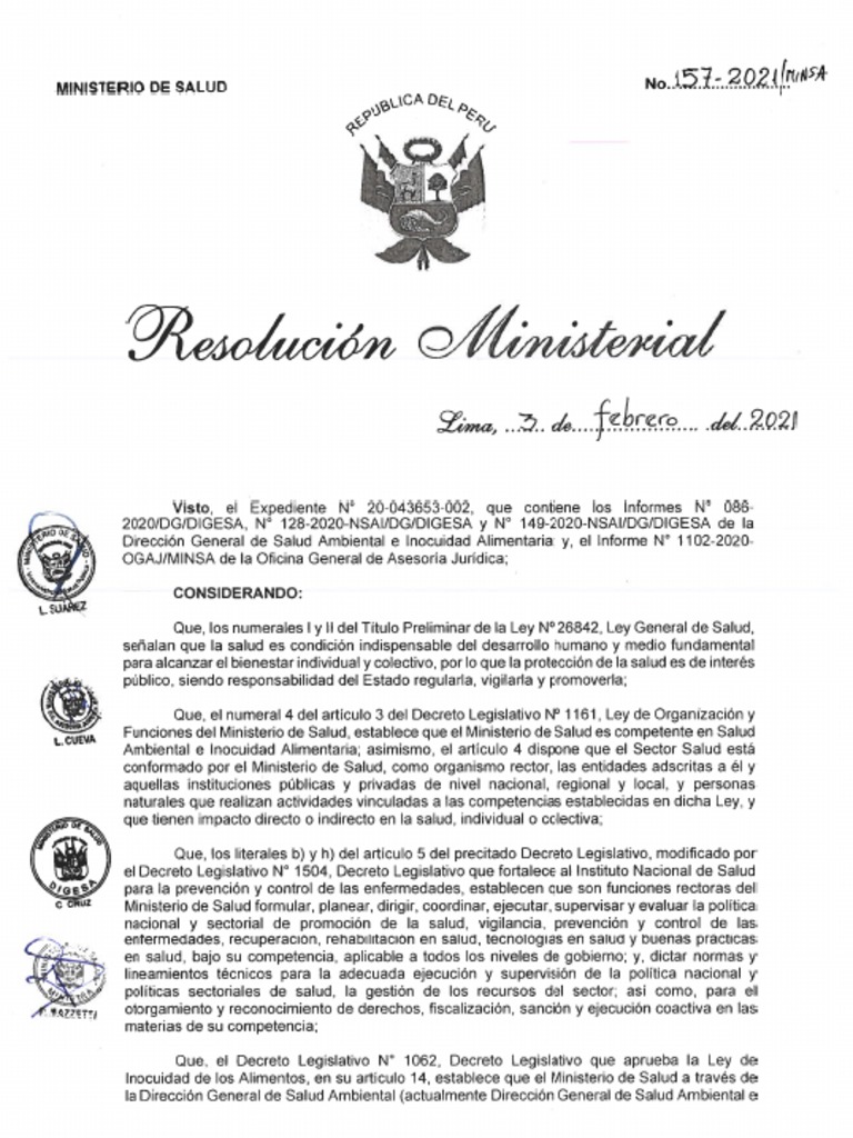 RM - 157 2021 Minsa | PDF