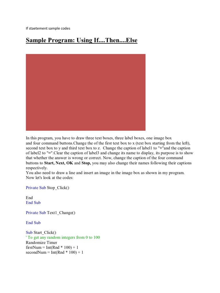 If Staetement Sample Codes | PDF