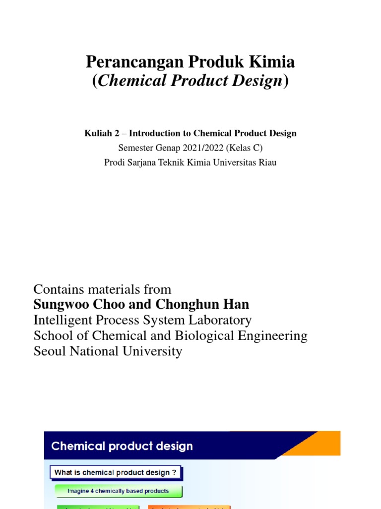 Perancangan Produk Kimia (Chemical Product Design) | PDF