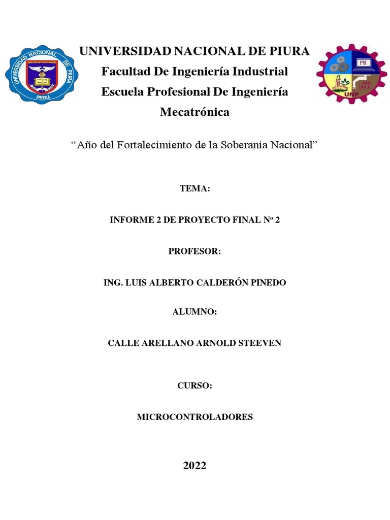 Informe 2 de Proyecto Final #2 | PDF | Arduino | Microcontrolador