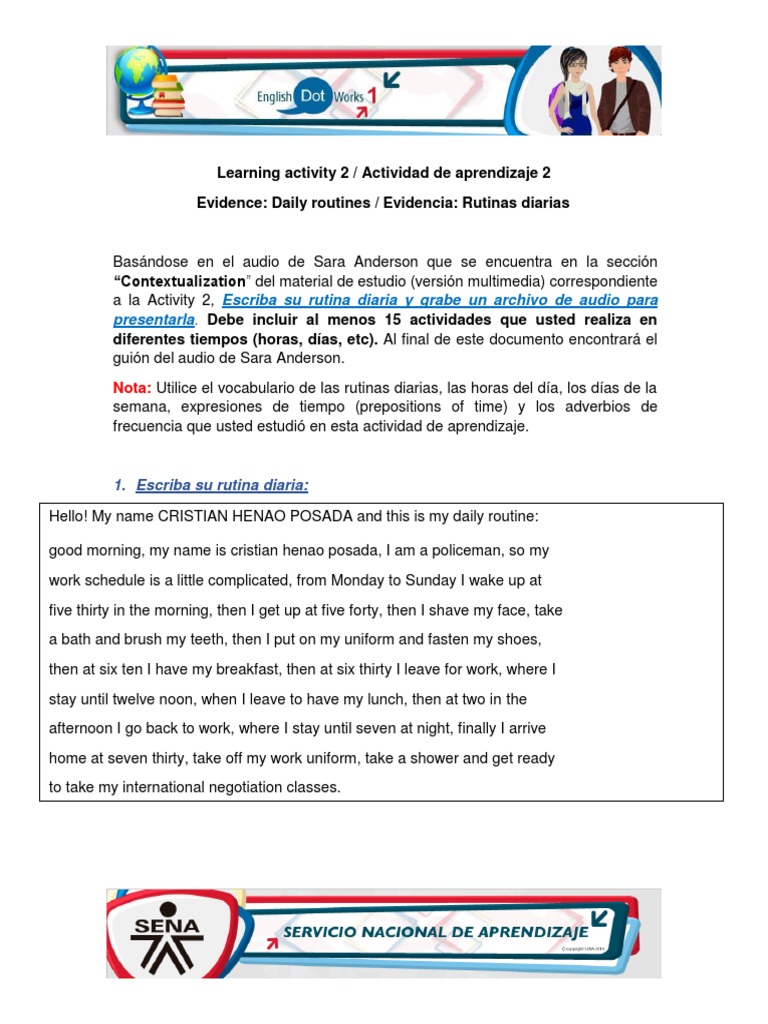 Daily Routines: A Police Officer's Busy Schedule | PDF